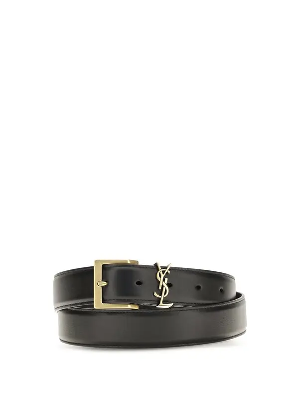 Saint Laurent Box Laque Leather Belt - Black