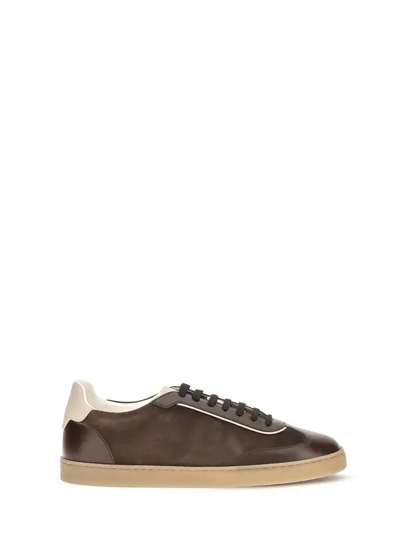 Brunello Cucinelli Leather Sneakers With Suede Details