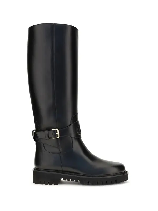Valentino Garavani Vlogo Signature Calfskin High Boots - Black