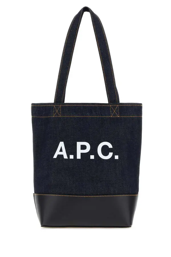 A.p.c. Dark Denim And Leather Axelle Shopping Bag - Blue