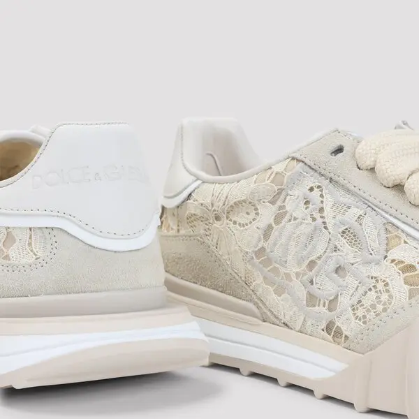 Dolce & Gabbana Floral Lace Paneled Sneakers - Multicolor