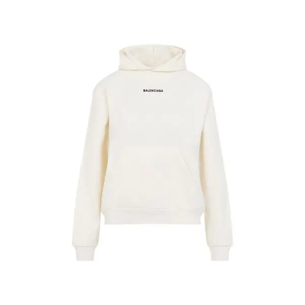 Balenciaga Medium Fit Cotton Fleece Hoodie With Printed Logo
