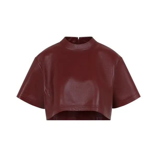 Balenciaga Cropped Leather Top - Red