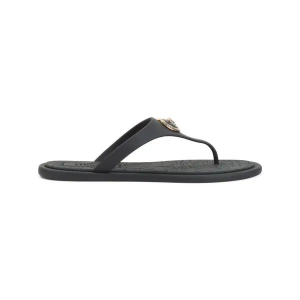 Versace Rubber Medusa Flip Flop Slides - Black