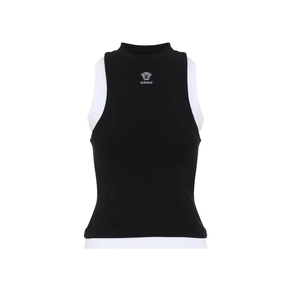 Versace Tank Top With Medusa Logo - Black