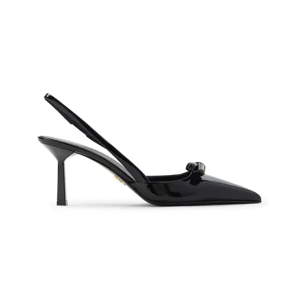 Prada Calf Leather Slingback Pumps - Black