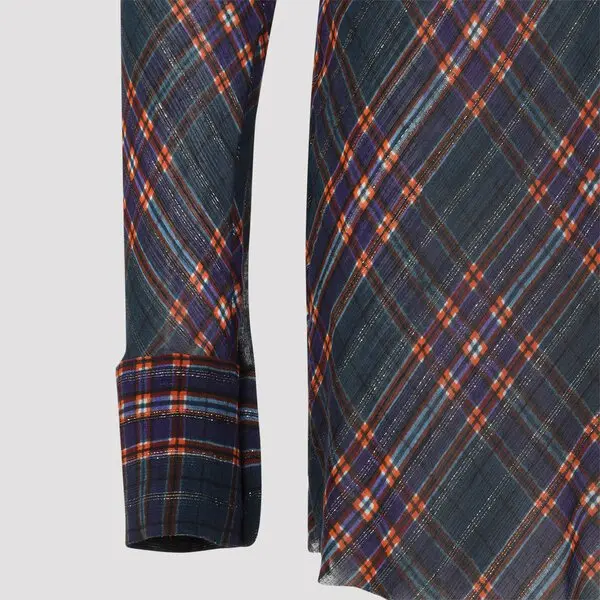 Dries Van Noten Calima Plaid Metallic Yarn Shirt