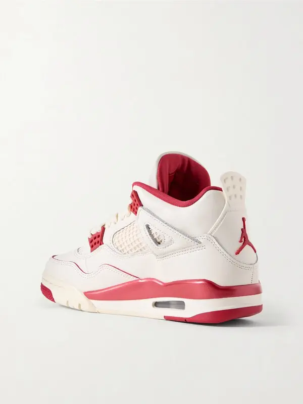 Nike Air Jordan 4 Retro Leather-trimmed Mesh Sneakers - Red