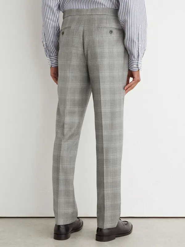 REISS Steal Wool Check Side-adjuster Suit Trousers