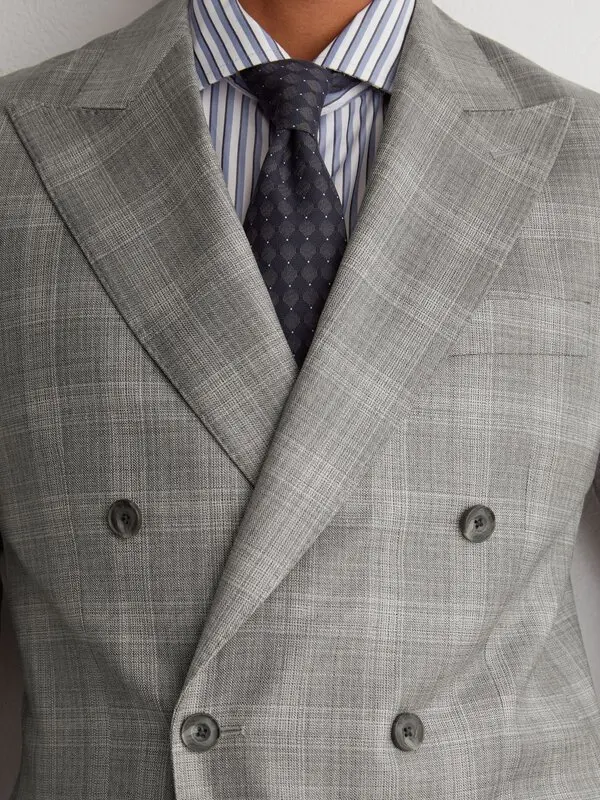 REISS Steal Wool Check Double-breasted Suit Blazer Classic-fit