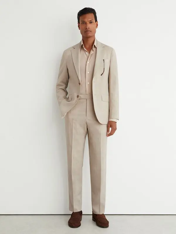 REISS Vita Wool Pin-check Single-breasted Suit Blazer Classic-fit