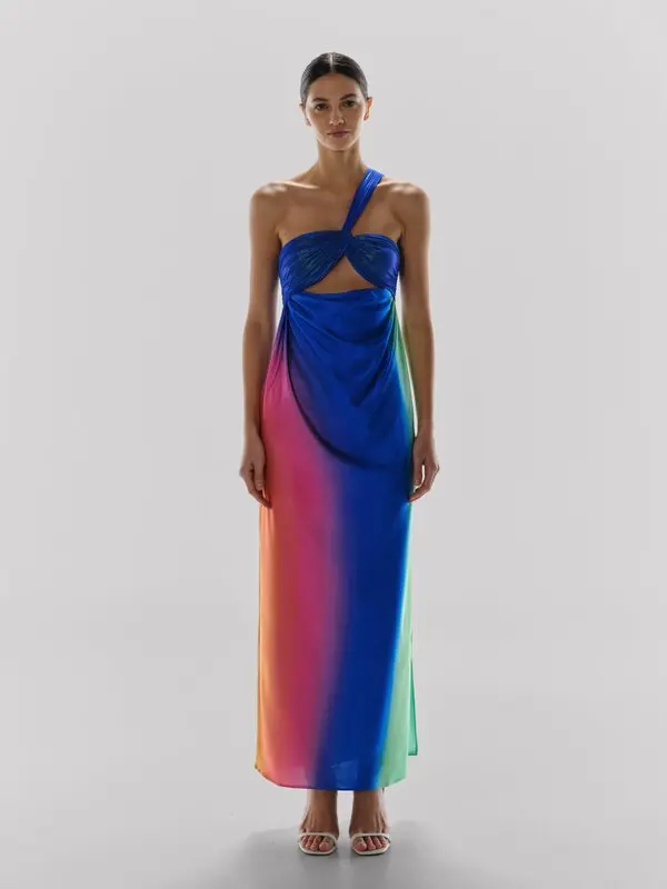 BAOBAB Eliza Maxi Dress One Shoulder Ombre Cut Out Gown - Dawn