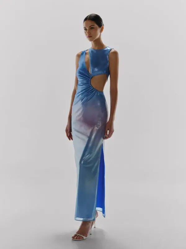 BAOBAB Vittoria Maxi Dress Metallic Ruched Cut-out