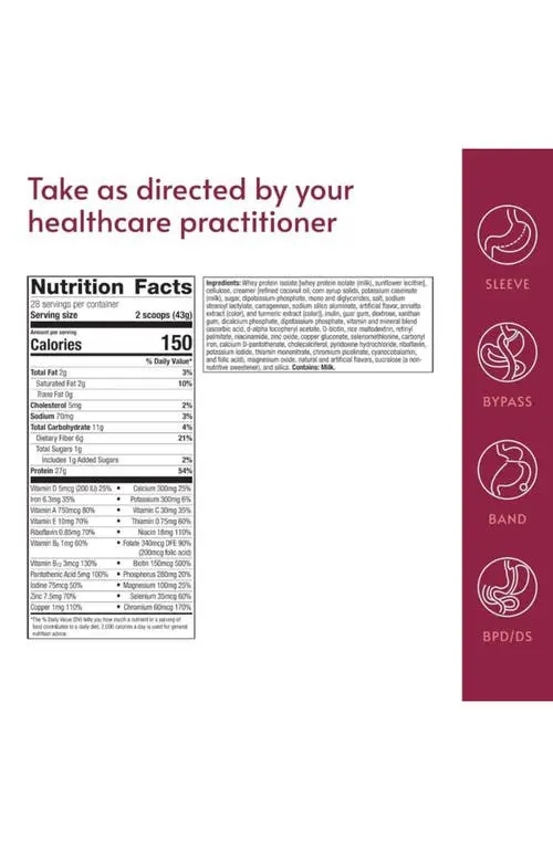 BARIATRIC ADVANTAGE High Protein Whey Isolate Meal Replacement Drink Mix 42.47 Oz