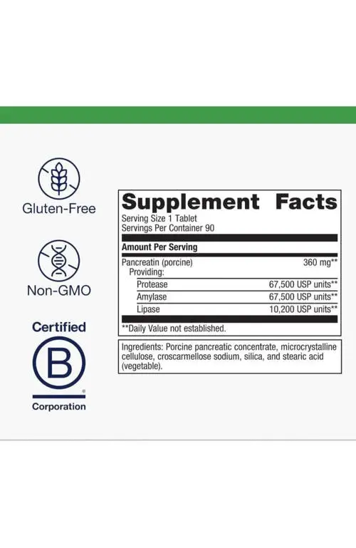 METAGENICS Comprehensive Pancreatic Enzyme Digestive Support Tablets120 Count
