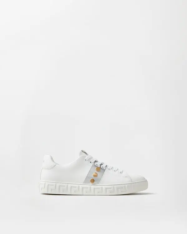 Versace Greca Embellished Sneakers - White