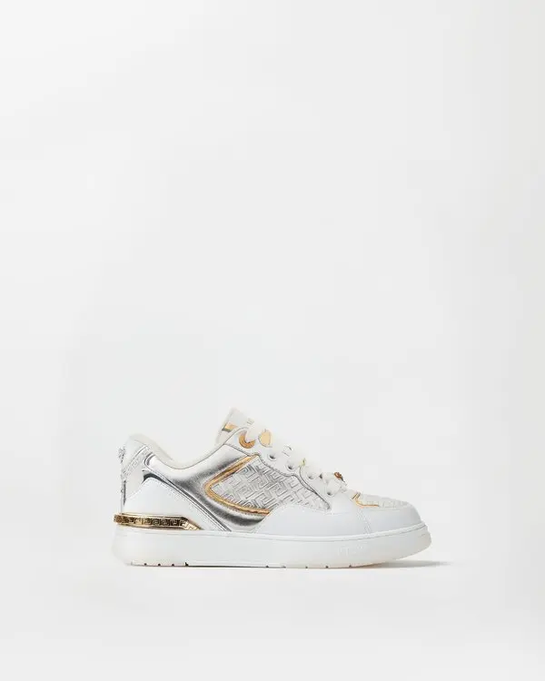 Versace Biggie Basket Metallic Leather Sneakers
