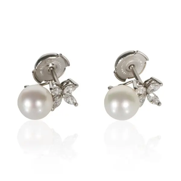 Tiffany & Co. Victoria Pearl And Marquise Diamond Drop Earrings