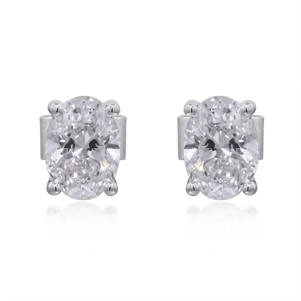 MYGEMMA 2.04 Ctw Lab-grown Diamond Oval Stud Earrings In 14k White Gold - White_gold