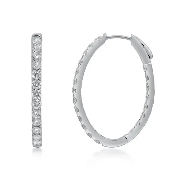 MYGEMMA 3.06 Ctw Lab-grown Diamond Hoop Earrings In White Gold