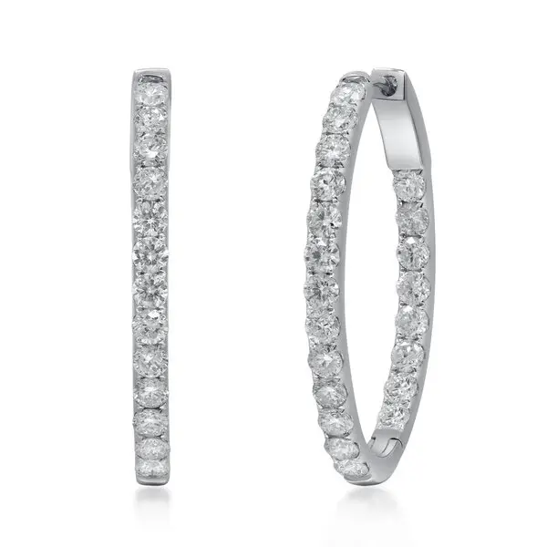 MYGEMMA 3.06 Ctw Lab-grown Diamond Hoop Earrings In White Gold - White_gold
