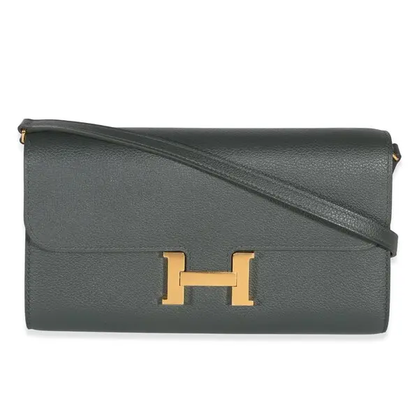 Hermès Constance To Go Wallet In Vert Mangrove Evercolor With Gold-tone Hardware - Green