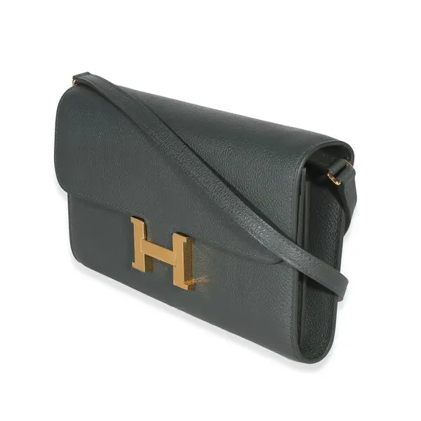 Hermès Constance To Go Wallet In Vert Mangrove Evercolor With Gold-tone Hardware - Green
