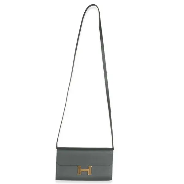Hermès Constance To Go Wallet In Vert Mangrove Evercolor With Gold-tone Hardware - Green