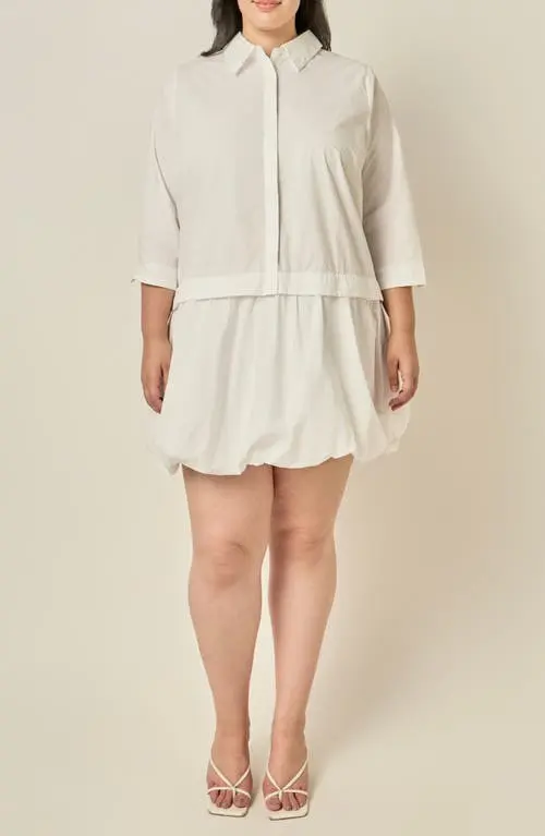 English Factory Bubble Hem Cotton Shirtdress