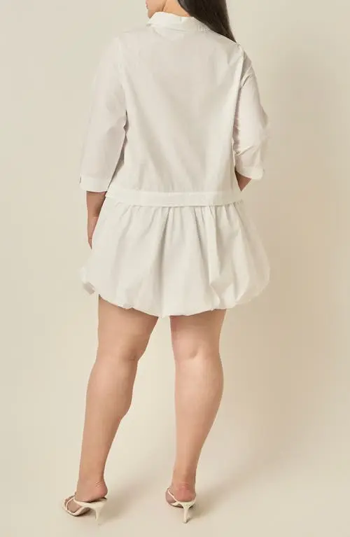 English Factory Bubble Hem Cotton Shirtdress