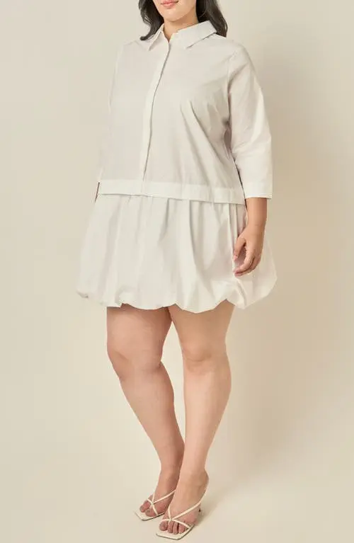 English Factory Bubble Hem Cotton Shirtdress