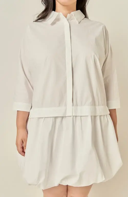 English Factory Bubble Hem Cotton Shirtdress