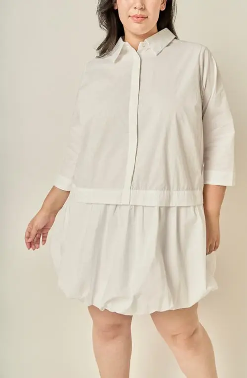 English Factory Bubble Hem Cotton Shirtdress