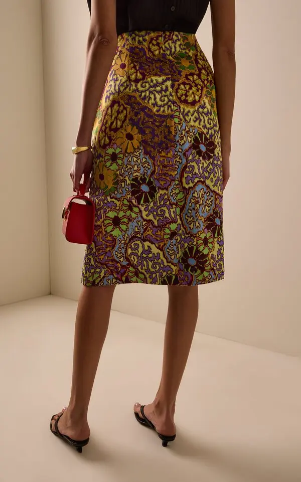 ALEMAIS Embellished Satin Midi Skirt