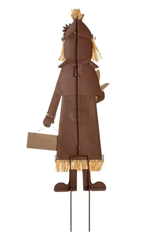 GLITZHOME Fall Metal Scarecrow Yard Stake Or Standing Or Hanging Sign