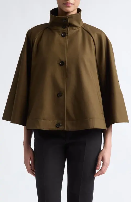 Max Mara Fulcro Water Repellent Cotton Gabardine Cape - Kaki