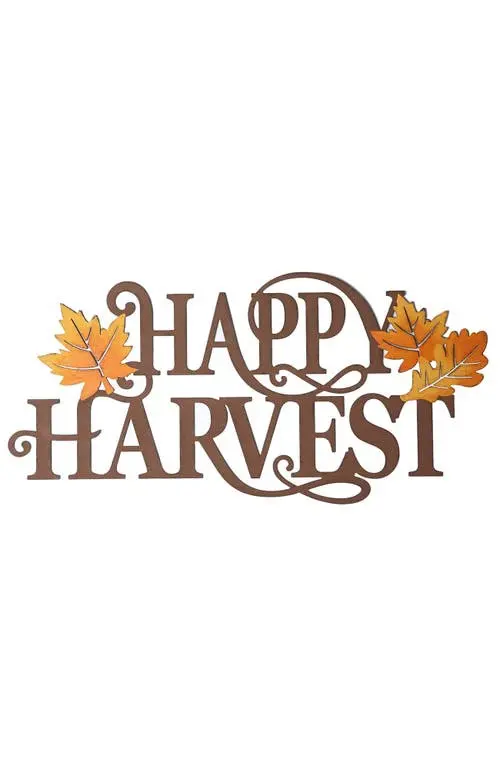 GLITZHOME Metal Happy Thanksgiving Happy Fall Wall Decor - Brown