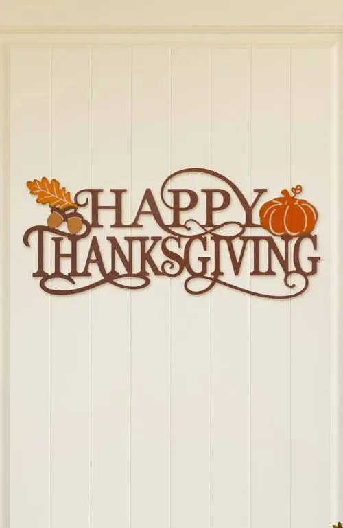 GLITZHOME Metal Happy Thanksgiving Happy Fall Wall Decor