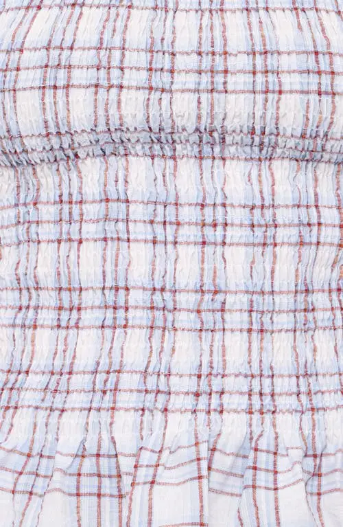 PETAL & PUP Callista Plaid Smocked Puff Sleeve Top