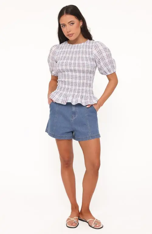PETAL & PUP Callista Plaid Smocked Puff Sleeve Top
