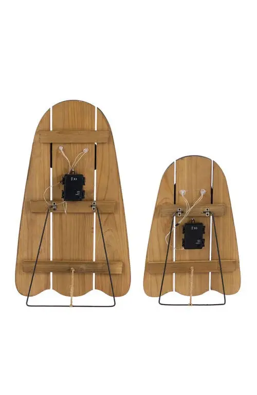 GLITZHOME Set Of 2 Halloween Lighted Wooden Ghost Porch Decor With Timer