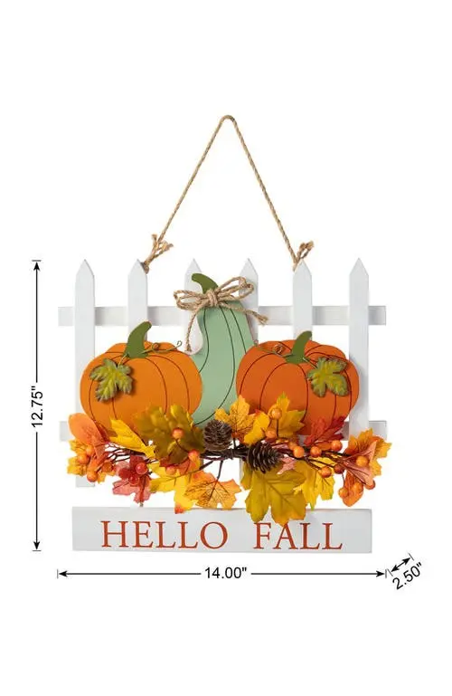 GLITZHOME Fall Wooden Patch With Floral Door Hanger
