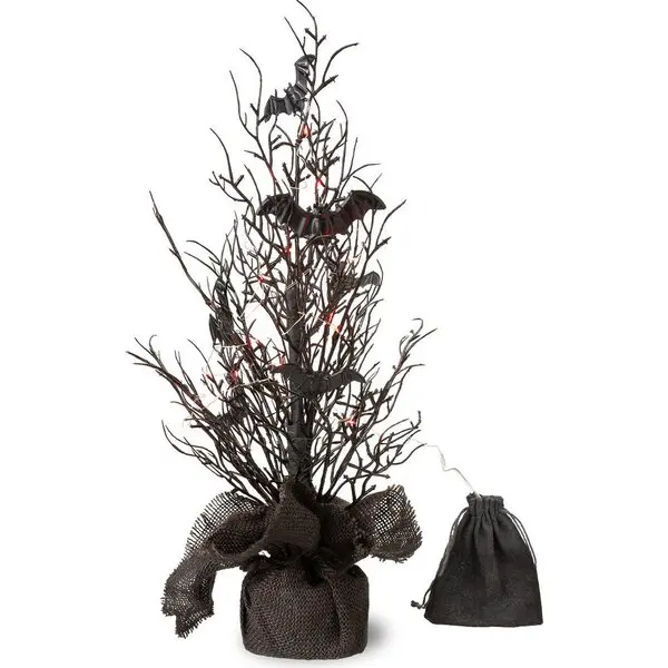 GLITZHOME 20"h Halloween Lighted Bats Table Tree Decor