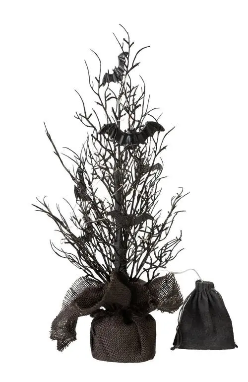 GLITZHOME 20"h Halloween Lighted Bats Table Tree Decor