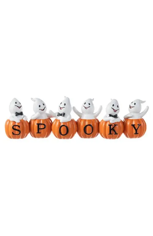 GLITZHOME Halloween Polyresin Spooky Ghost Pumpkin Table Decor