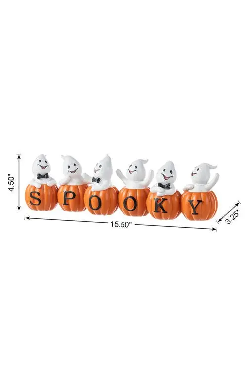 GLITZHOME Halloween Polyresin Spooky Ghost Pumpkin Table Decor