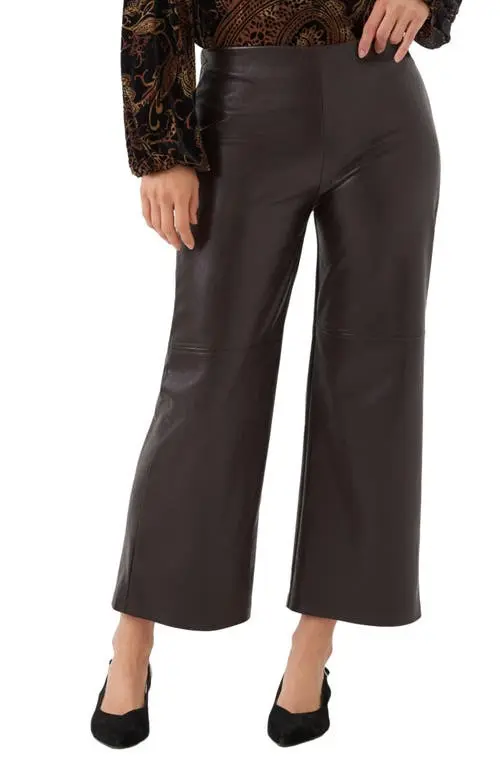 Karen Kane Faux Leather Wide Leg Pants - Chocolate