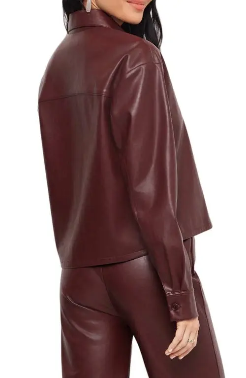 Karen Kane Faux Leather Buttoned Shirt Jacket