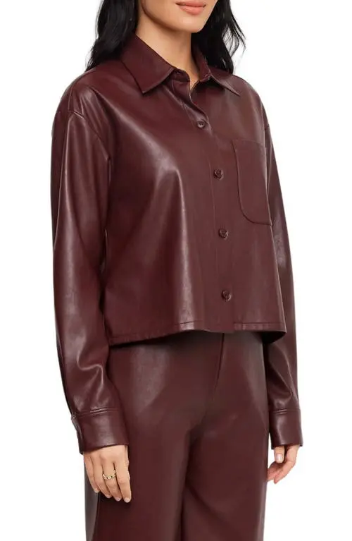 Karen Kane Faux Leather Buttoned Shirt Jacket
