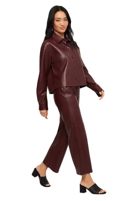Karen Kane Faux Leather Buttoned Shirt Jacket